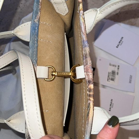 Balmain | Bags | Balmain B Army Small Tote Bag Sky Angel Print Cotton ...